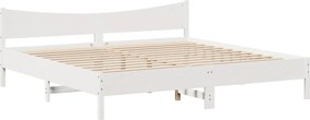 Rám postele s čelem bílý 200 x 200 cm masivní borové dřevo 3306292