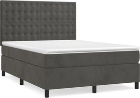 Box spring postel s matrací tmavě šedá 140x200 cm samet 3143266