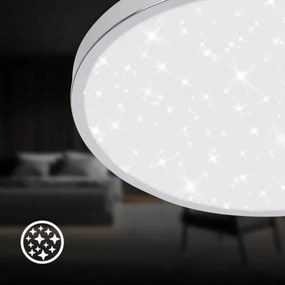 LED stropní svítidlo BRILONER Tak průměr 24cm 12W IP44 hvězdné nebe chrom 3933018