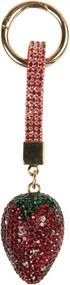 Třpytivý přívěsek na klíče červená jahoda - 3*3*14 cm