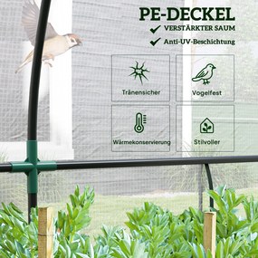 Outsunny skleník s rolovacími dveřmi, zimní skleník z ocelové fólie, skleník na balkon, zahrada, rajčatový skleník s UV ochranou 200x80x157cm rajčato…