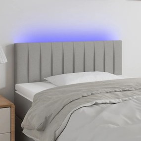 Čelo postele s LED světle šedé 100 x 5 x 78/88 cm textil 3121840