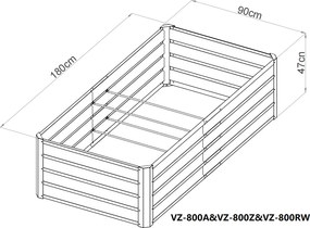 Vyvýšený zahradní záhon BestBerg VZ-800RW / 800 l / 180 x 90 x 47 cm / dekor dřeva