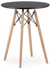 LEOBERT Moderní skandinávský konferenční stolek, černá kulatá deska, 60 cm