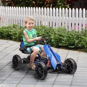 HOMCOM Elektrický Go-Kart pro Děti ve Věku 3-8 Let s 12V Baterií - Nastavitelná Rychlost 3-5 km/h a Bezpečnostní Pás - Nosnost 30 kg pro Venkovní Použ
