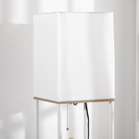 HOMCOM Stojací lampa s paticí E27 40 W Stojací lampa se 3 přihrádkami a látkovým stínidlem do obývacího pokoje ložnice v bílé barvě