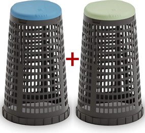 Plastový odpadkový koš na 120 l pytle 1+1 ZDARMA černý, modrá + zelená