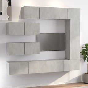 7dílný set TV skříněk betonově šedý kompozitní dřevo 3114561