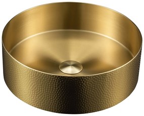 Sapho Sapho, AURUM nerezové umyvadlo na desku, průměr 38cm, včetně odtoku, tepané, zlato mat, AU201-T