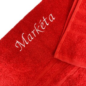 Červený ručník s vlastním textem 50 x 100 cm