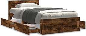 Rám postele s čelem kouřový dub 90 x 200 cm kompozitní dřevo 3295587