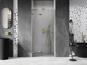 Mexen, Mexen Lunar L výklopné sprchové dveře levé 85 cm, transparentní, zlaté - 834L-085-000-50-00-L