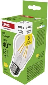 Emos lighting LED žárovka Filament A60 / E27 / 3,4 W (40 W) / 470 lm / neutrální bílá 1525733497