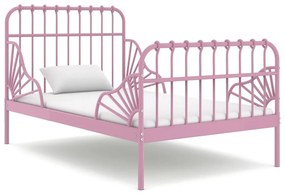 Prodloužitelný rám postele růžový kov 80 x 130/200 cm 324743