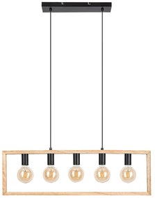 Rabalux Závěsné stropní svítidlo Indigo 5x40W | E27 - světlé dřevo, černá