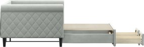 Válenda s přistýlkou a zásuvkami světle šedá 90 x 200 cm samet 3197819