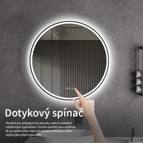 CERANO - Koupelnové LED zrcadlo Rivo, kovový rám - černá matná - Ø 80 cm