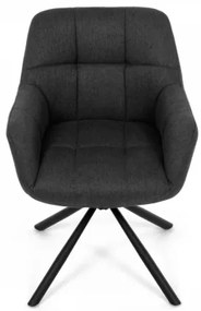Jídelní židle křeslo tmavě šedá látka, otočný mechanismus 90°/90° (L/P), černý kov HC-532 GREY2