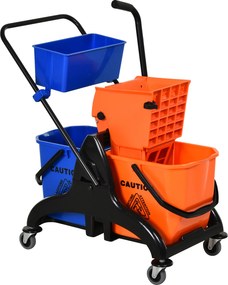 Úklidový vozík HOMCOM 26 litrů s lisem, kbelík na mop s kolečky, oranžový