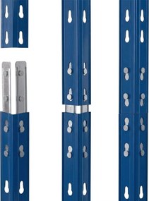 Kovový regál RIVET PRO 180x90x45 DTD dřevotříska 4 úrovně modro-oranžová