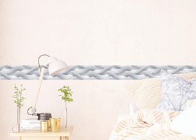 Samolepící bordura na zeď 3D Bílá Pletená Lana | 5 m x 13.8 cm | DWB8228