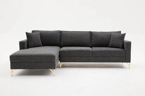 Hanah Home Rohová pohovka BERLIN antracitová se zlatou levá 258 cm 825BLC2805