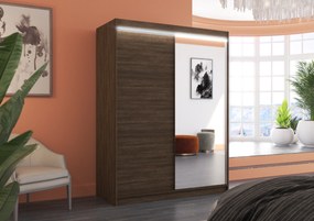 ADRK Furniture Posuvná skříň se zrcadlem a LED osvětlením JORDI 150 SW-JOR-CH-150+L-V193