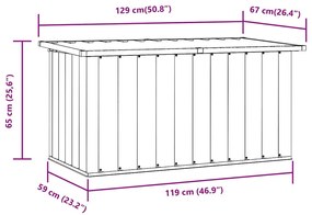vidaXL Marketos Zahradní úložný box šedý 129 x 67 x 65 cm