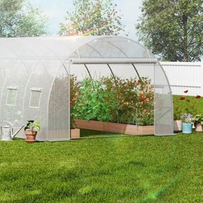 Walk-in tunelový skleník 5,9 × 2,95 × 1,98 m pozinkovaný rám PE kryt bílý