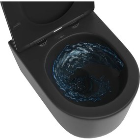 Mexen Sofia, závěsná WC mísa 490x360x355 mm, Rimless Tornádo + WC sedátko z duroplastu, černá matná, 30540185T