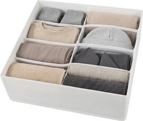 VERK GROUP Organizér na oblečení a spodní prádlo, 8 přihrádek, bílý, 32 x 32 x 10 cm