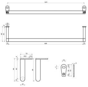 GSI KUBE X/NORM čelní držák ručníků 70cm, chrom PASAND70