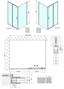 Polysan EASY LINE obdélníkový sprchový kout 1500x800mm, čiré sklo L/P varianta