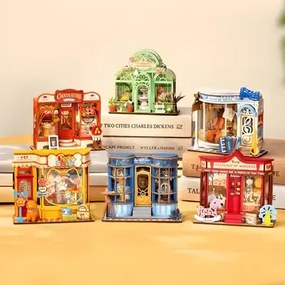 RoboTime Miniatura domečku mini Obchod s hudebními nástroji / Dřevěná