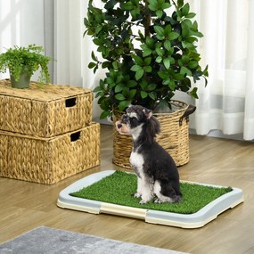 PawHut toaleta pro štěňata toaleta pro psy umělá tráva 63x48,5 cm, modrá, ideální řešení pro interiér i exteriér