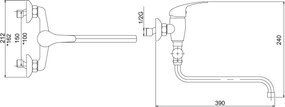 Novaservis Titania Iris 92071/1,0 Vanová baterie paneláková nástěnná 150 mm