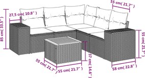 vidaXL 6dílná zahradní sedací souprava s poduškami polyratan [3257770] Barva: Šedá