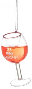sass & belle Vánoční ozdoba Dreaming of a Wine Christmas, oranžová barva, sklo
