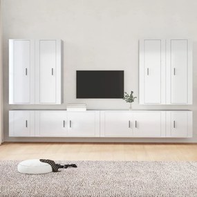vidaXL 8dílný set TV skříněk kompozitní dřevo [3188854] Barva: bílá s vysokým leskem
