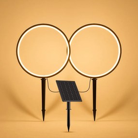 Exteriérové solární zapichovací svítidlo Rings, 2x LED 1,5w, černá