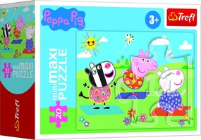 Trefl Minipuzzle miniMaxi 20 dílků Prasátko Peppa/Peppa Pig 4 druhy v krabičce 11x8cm 24ks v boxu