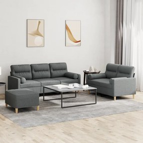 3dílná sedací souprava s polštáři tmavě šedá textil 3201625