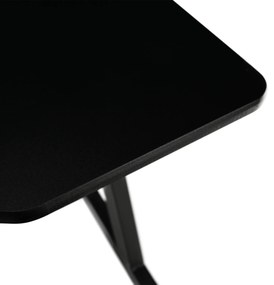 Herní počítačový stůl MACKENZIE 140 cm, MDF PVC fólie a kov černý, červené nálepky