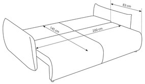 Pohovka ALLORA | 240 cm | rozkládací + úložný prostor | VÝBĚR TKANIN