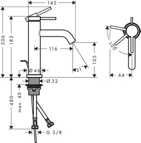 Hansgrohe Tecturis S, páková umyvadlová baterie 110 CoolStart EcoSmart+ s odtokovou soupravou, černá matná, HAN-73314670