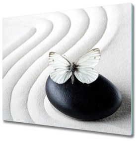 Skleněná krájecí deska Zen kámen a motýl 60x52 cm