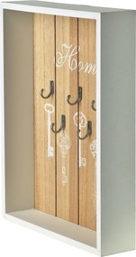 Dřevěná skříňka na klíče STACY Key 22x5x28,5 cm bílá/hnědá