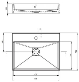 Deante Correo, granitové umyvadlo na desku 500x400x125 mm, antracitová metalíza, DEA-CQR_TU5S