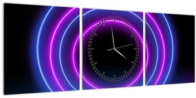 Obraz barevných kruhů (s hodinami) (90x30 cm)