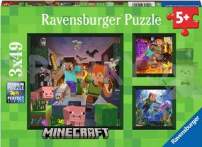 RAVENSBURGER Puzzle 3x49 dílků Minecraft Biomes 21x21cm skládačka 3v1 2405621